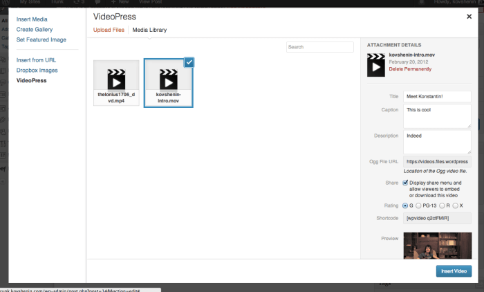 Plugin – VideoPress